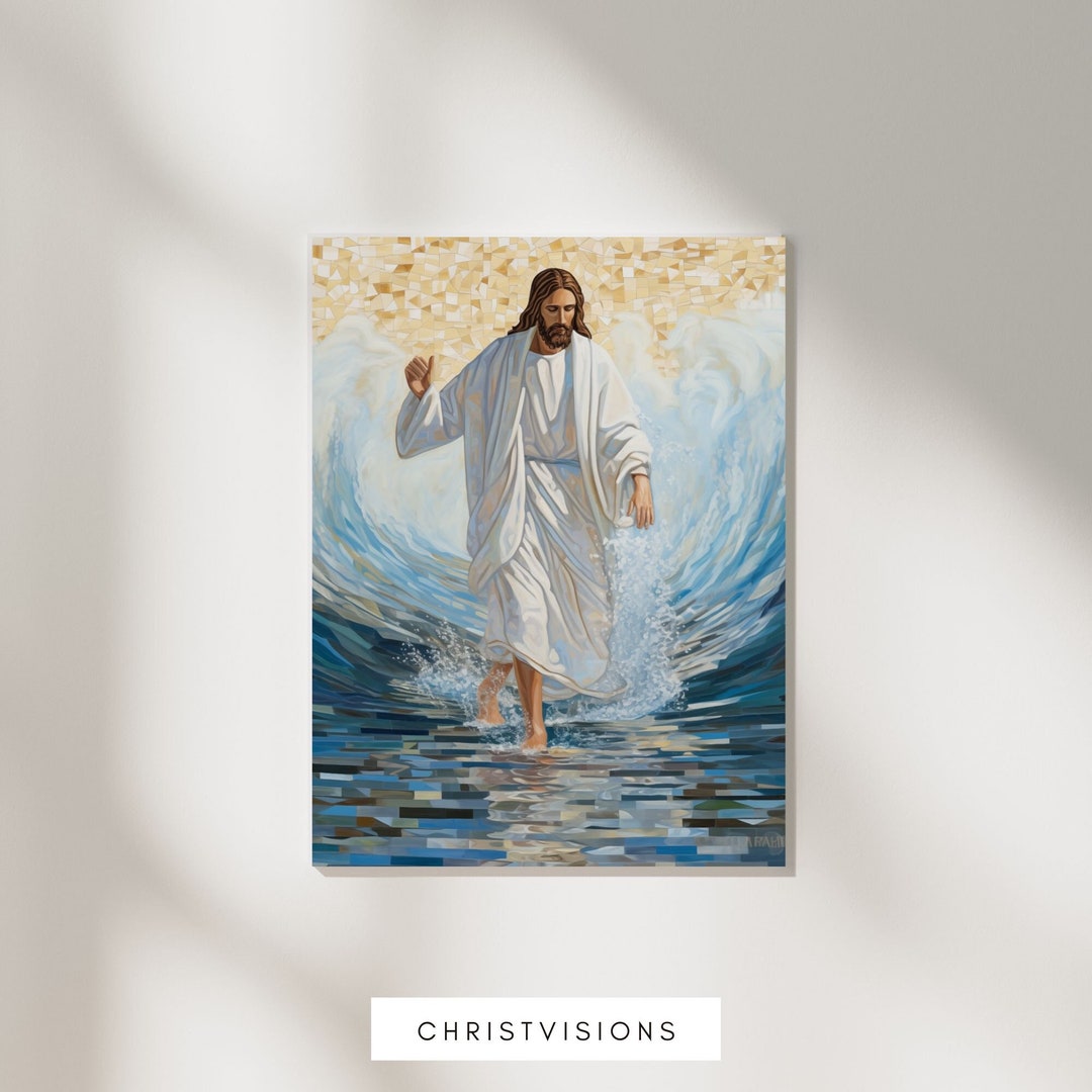 Jesus Walking on Water Printable - Bible Art Digital Christian Print ...