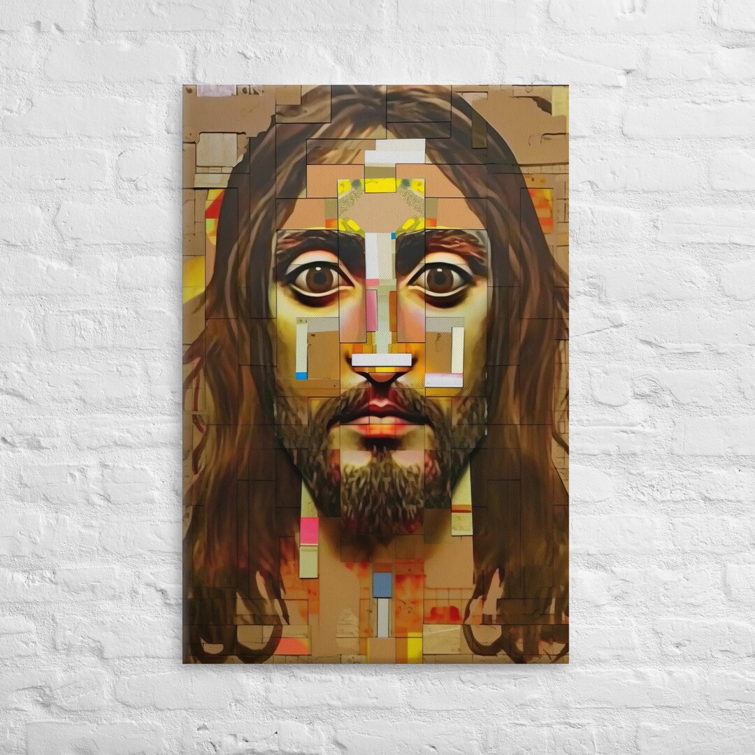 Abstract Modern Art Jesus Print on Canvas - Christian Gift & Religious ...
