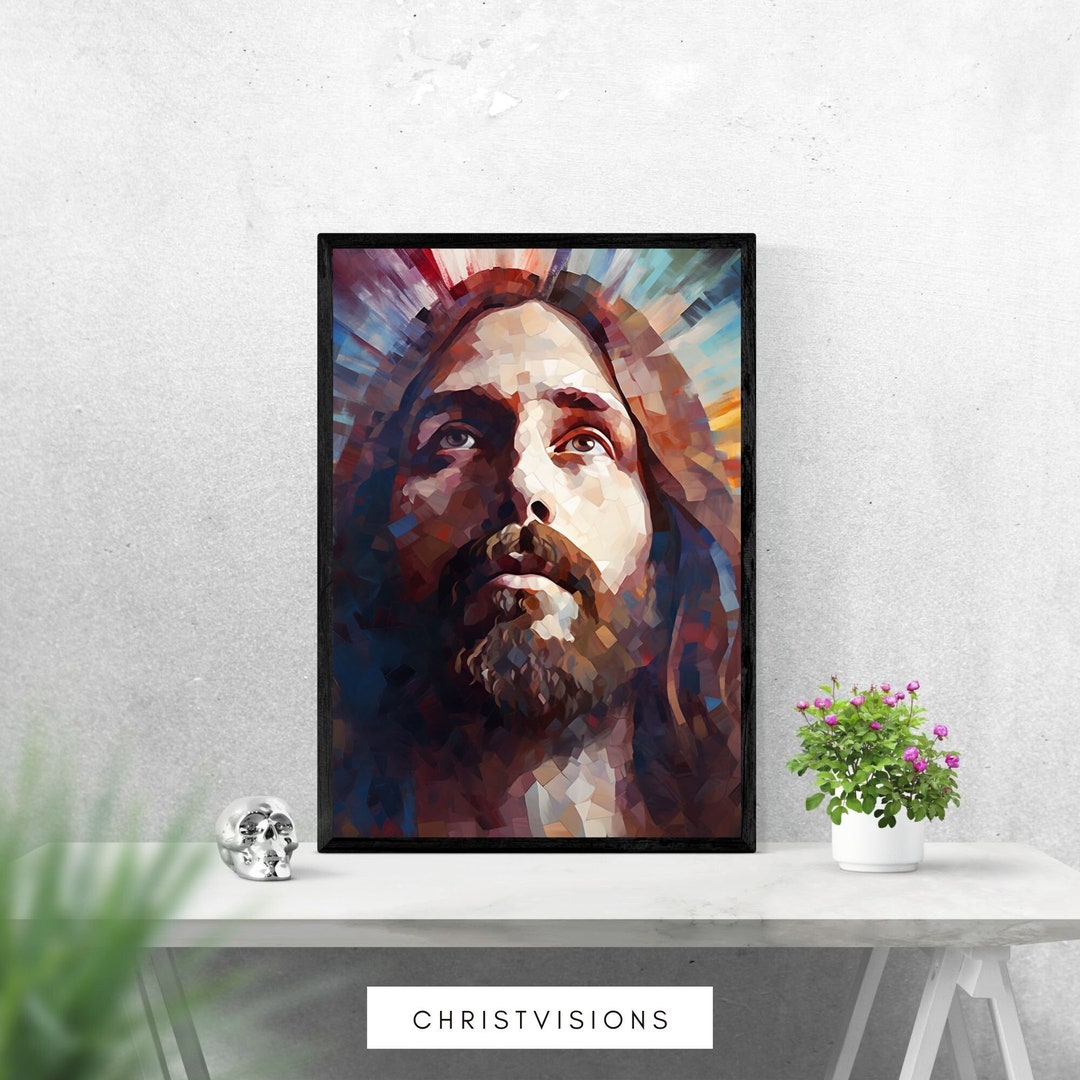 Christian Modern Art Portrait of Jesus With Rainbow Colors - Etsy