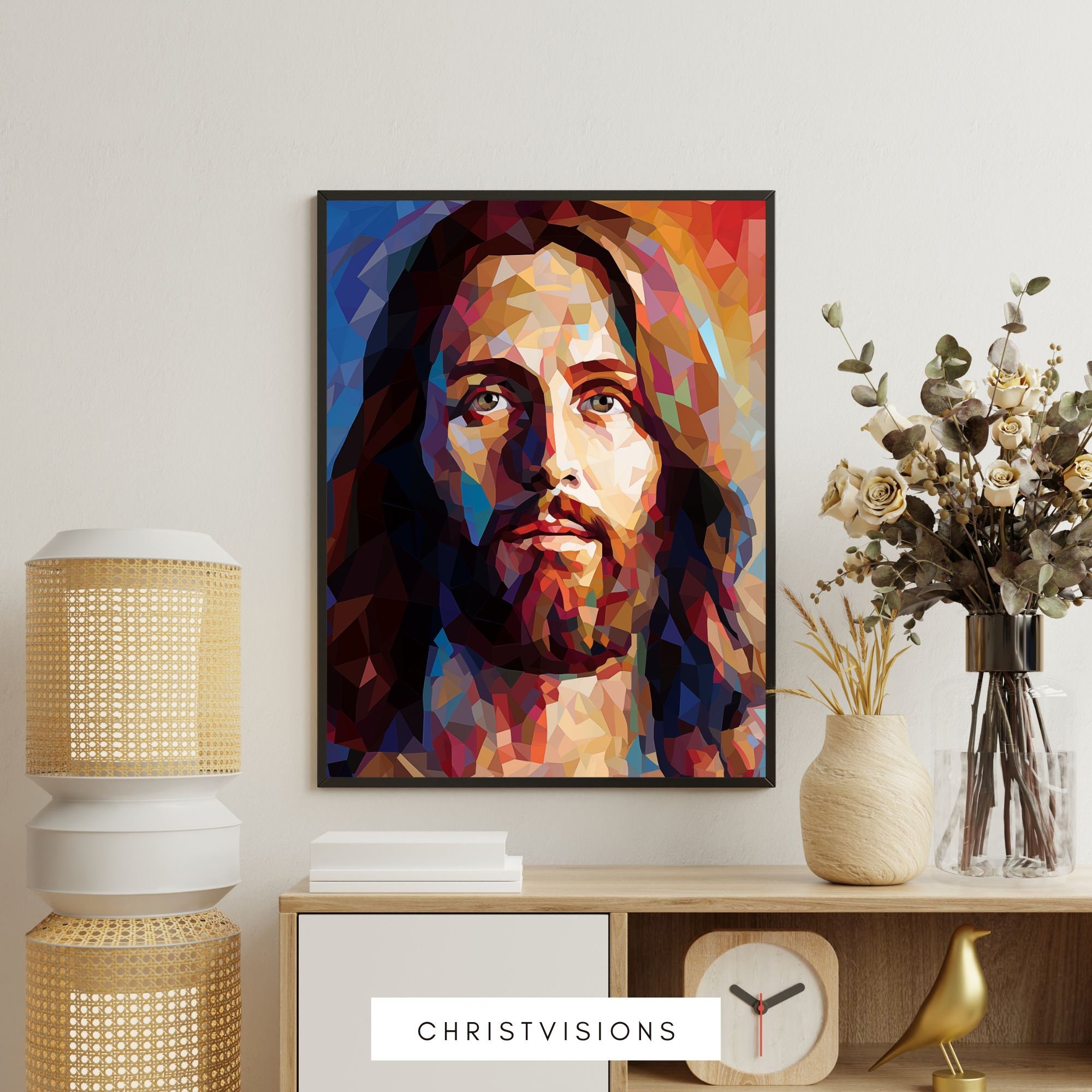 Framed Christian Modern Art Jesus Portrait Print Jesus - Etsy