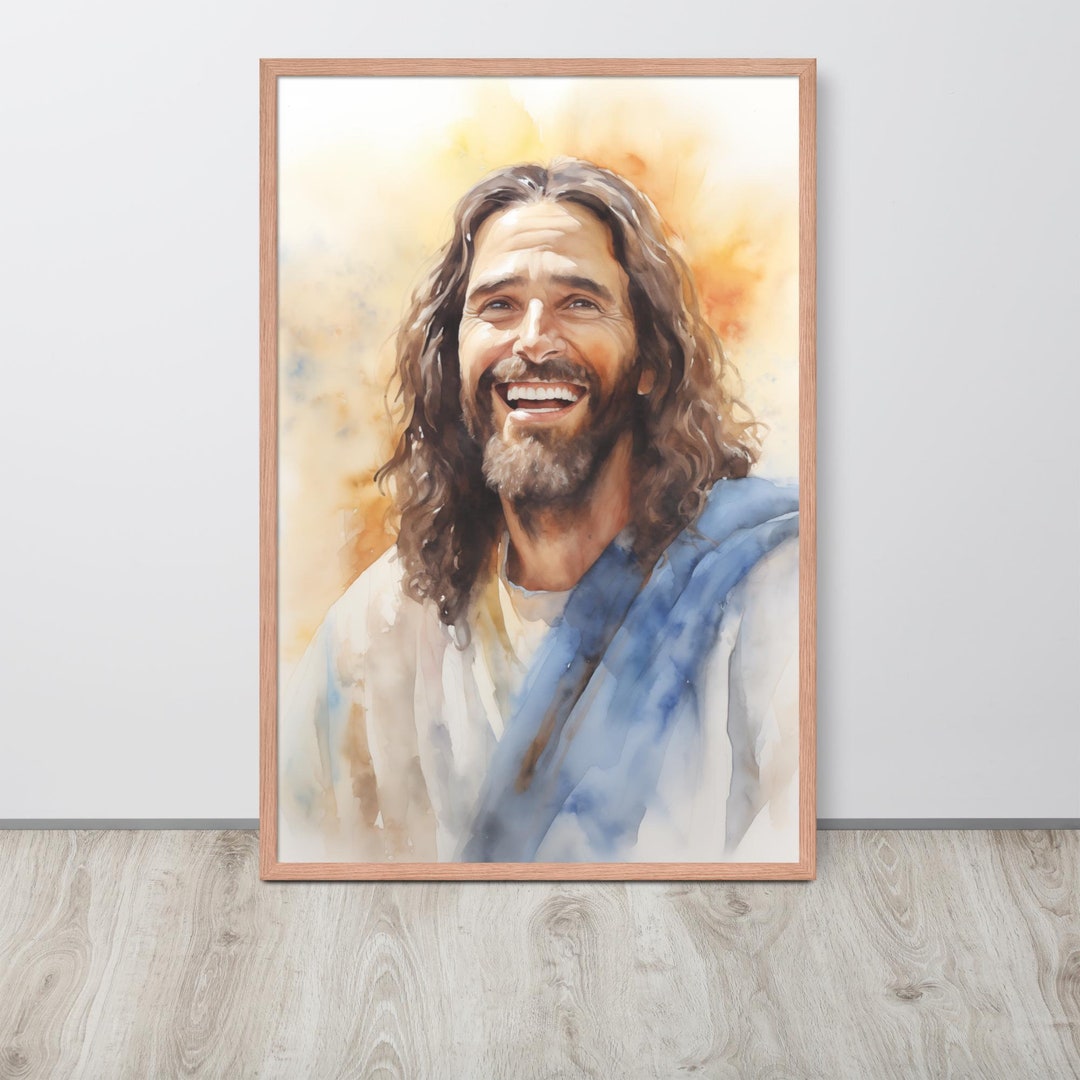 Joyful Jesus Watercolor Print - LDS Wall Art, Laughing Christ Painting ...