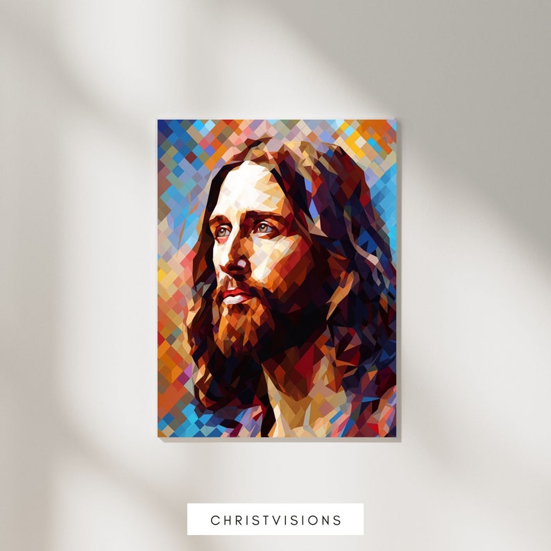 Bunter Jesus Christus Digitales Gemälde | Druckbare Kunst Christin ...