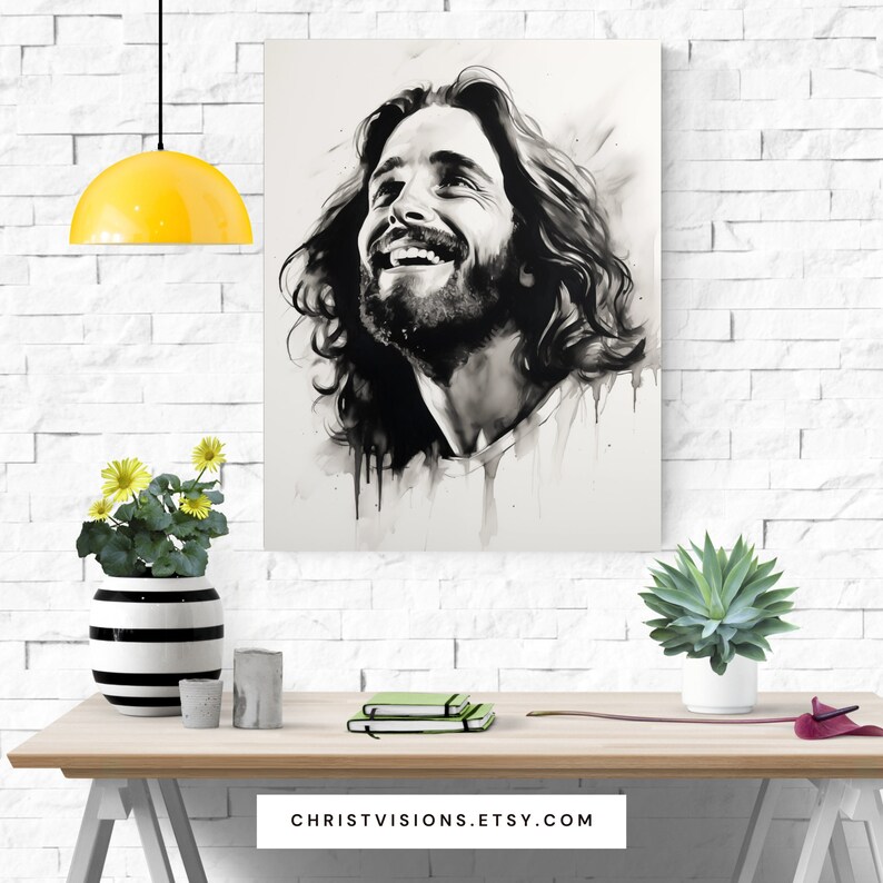 Jesus Smiling Digital Christian Art Print Printable Jesus Art Christian ...