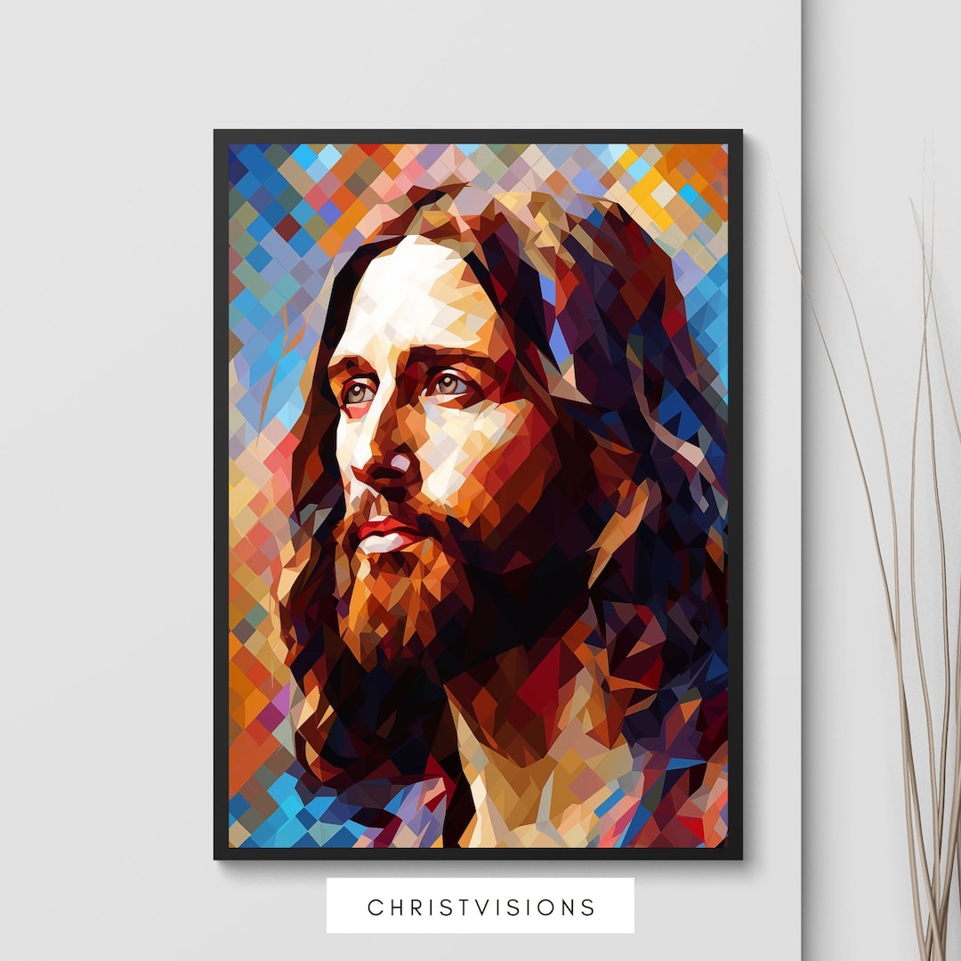 Contemporary Christian Modern Art Jesus Christ Portrait in Rainbow ...
