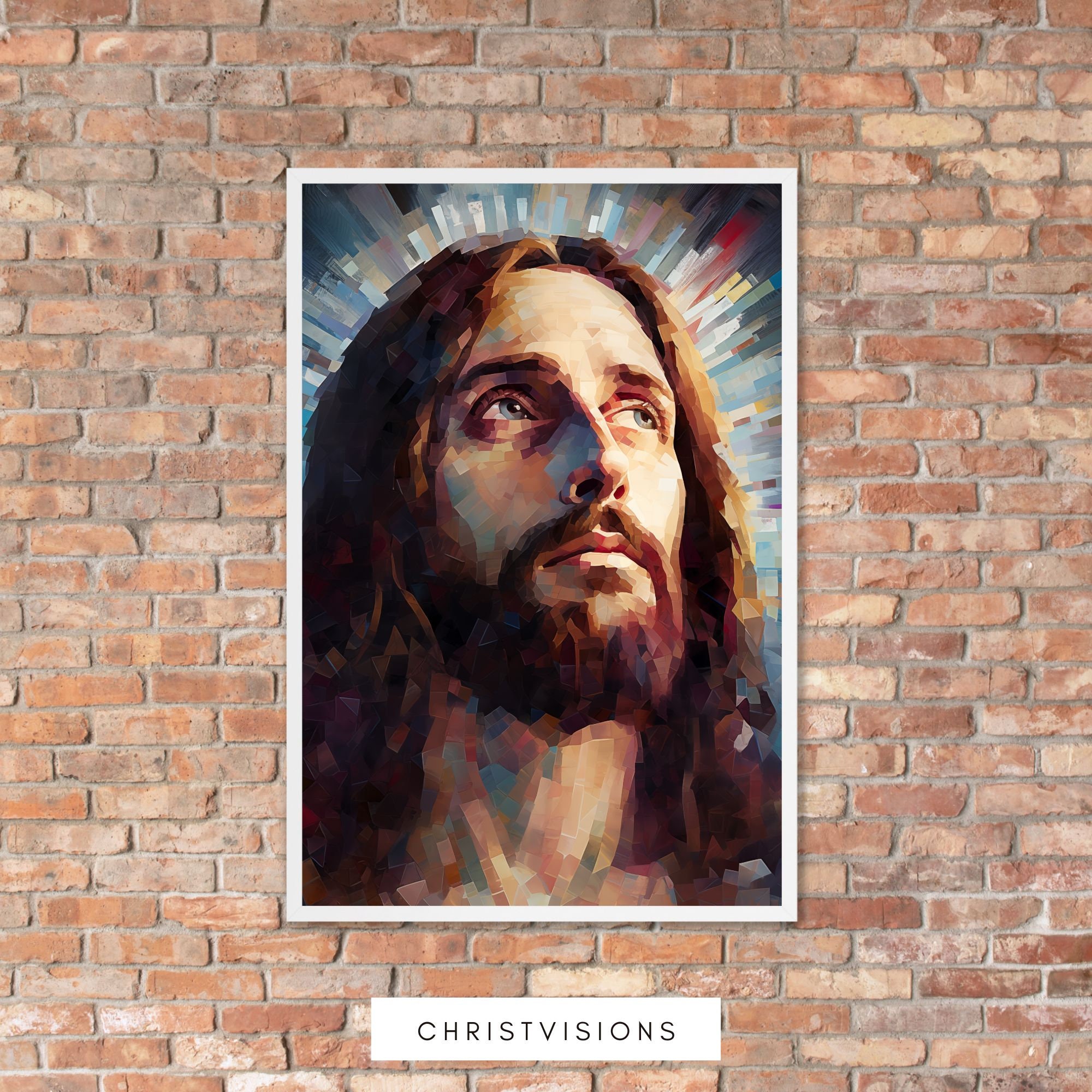 Modern Christian Art Print of Jesus Christ in Blue for Spiritual Home ...