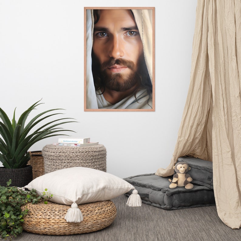 Lifelike Jesus Christ Portrait - Christian Wall Art for Baptism ...