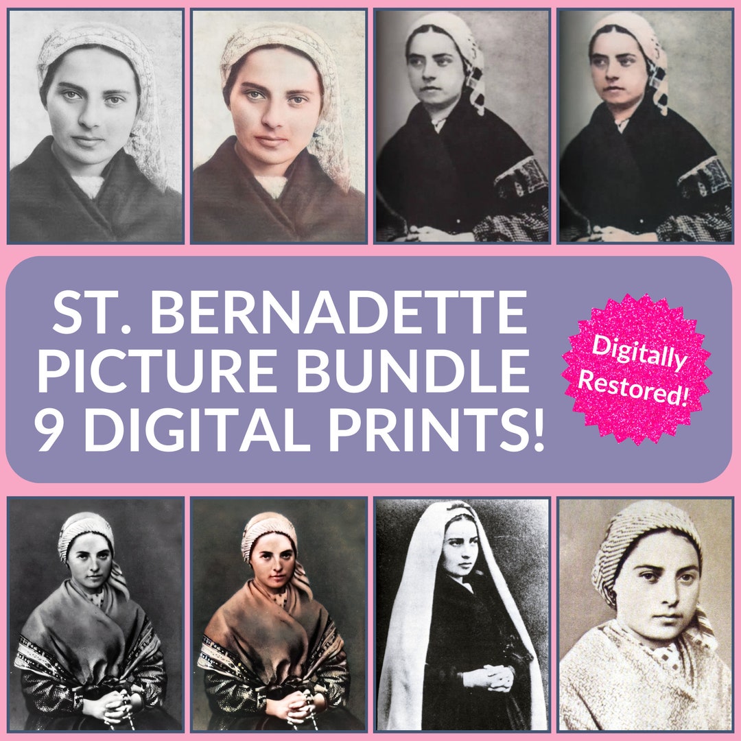 Saint Bernadette of Lourdes Catholic Printable Digital Art Bundle ...