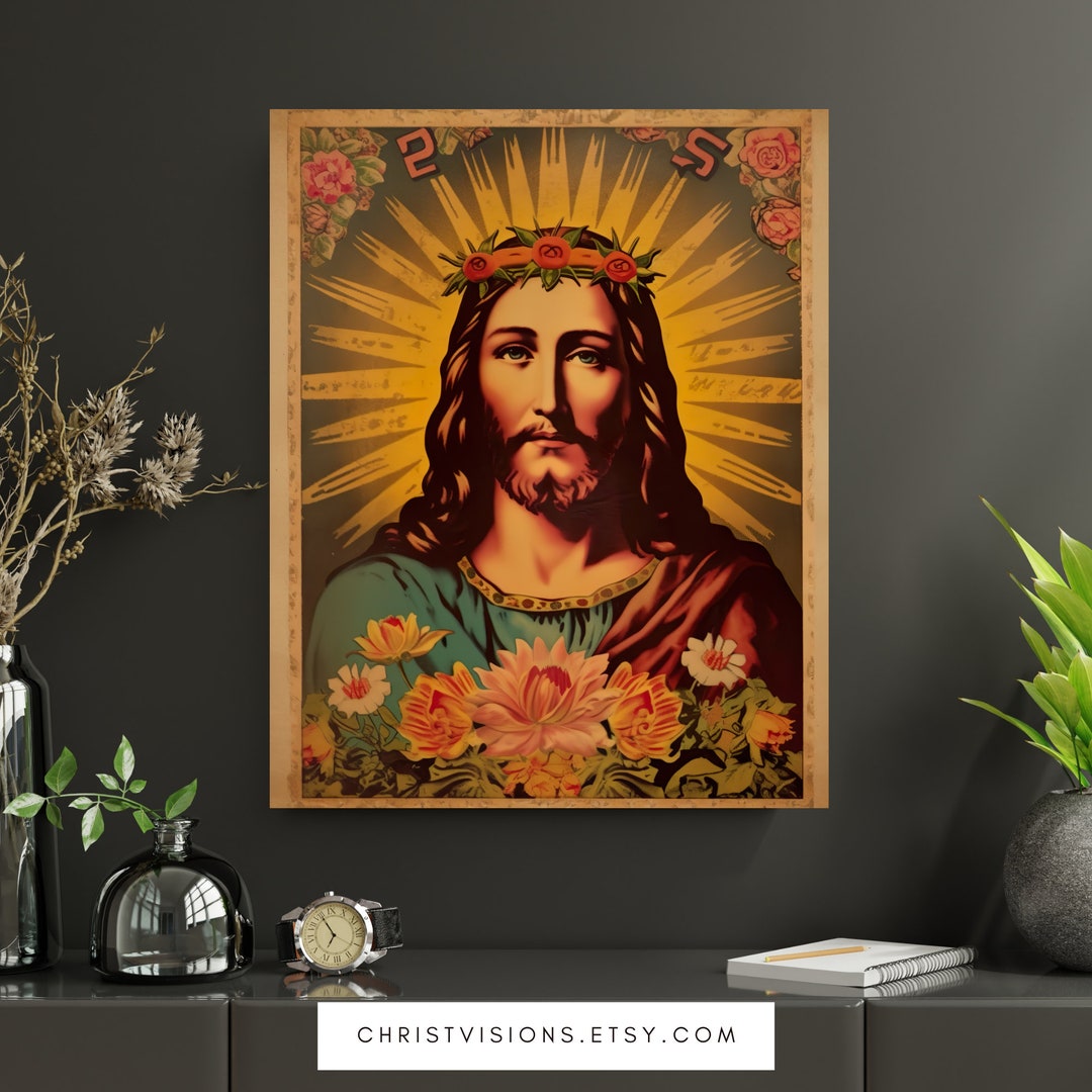 Jesus Art Retro Poster Jesus Print Retro Art Jesus - Etsy