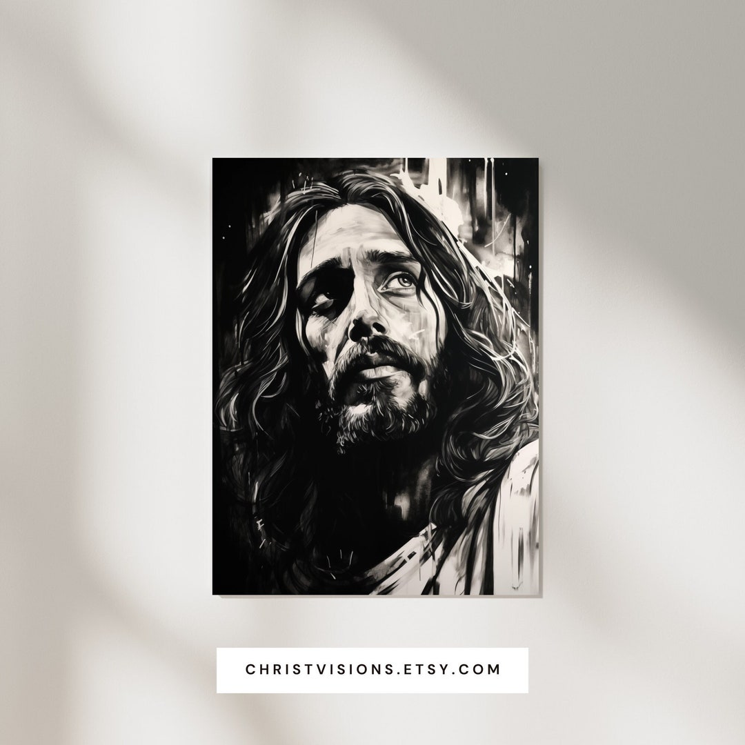Jesus Drawing Printable Christian Digital Art | Jesus Picture | Jesus ...