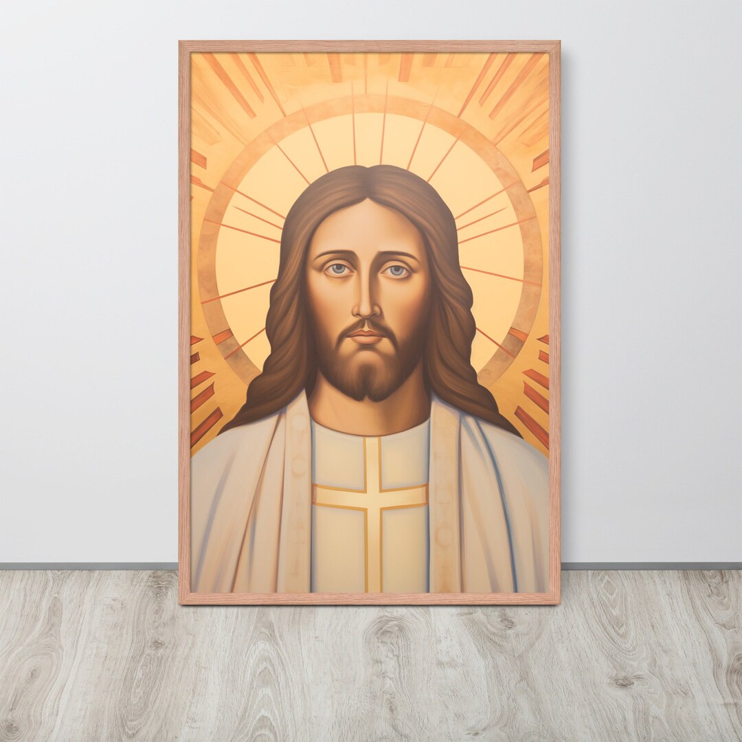 Art Deco Jesus Christ Icon - Christian Wall Art Print & Baptism Gift ...