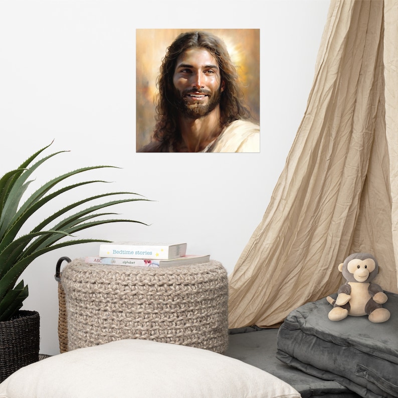Smiling Jesus Digital Art | Jesus Smiling | Printable Jesus Poster ...