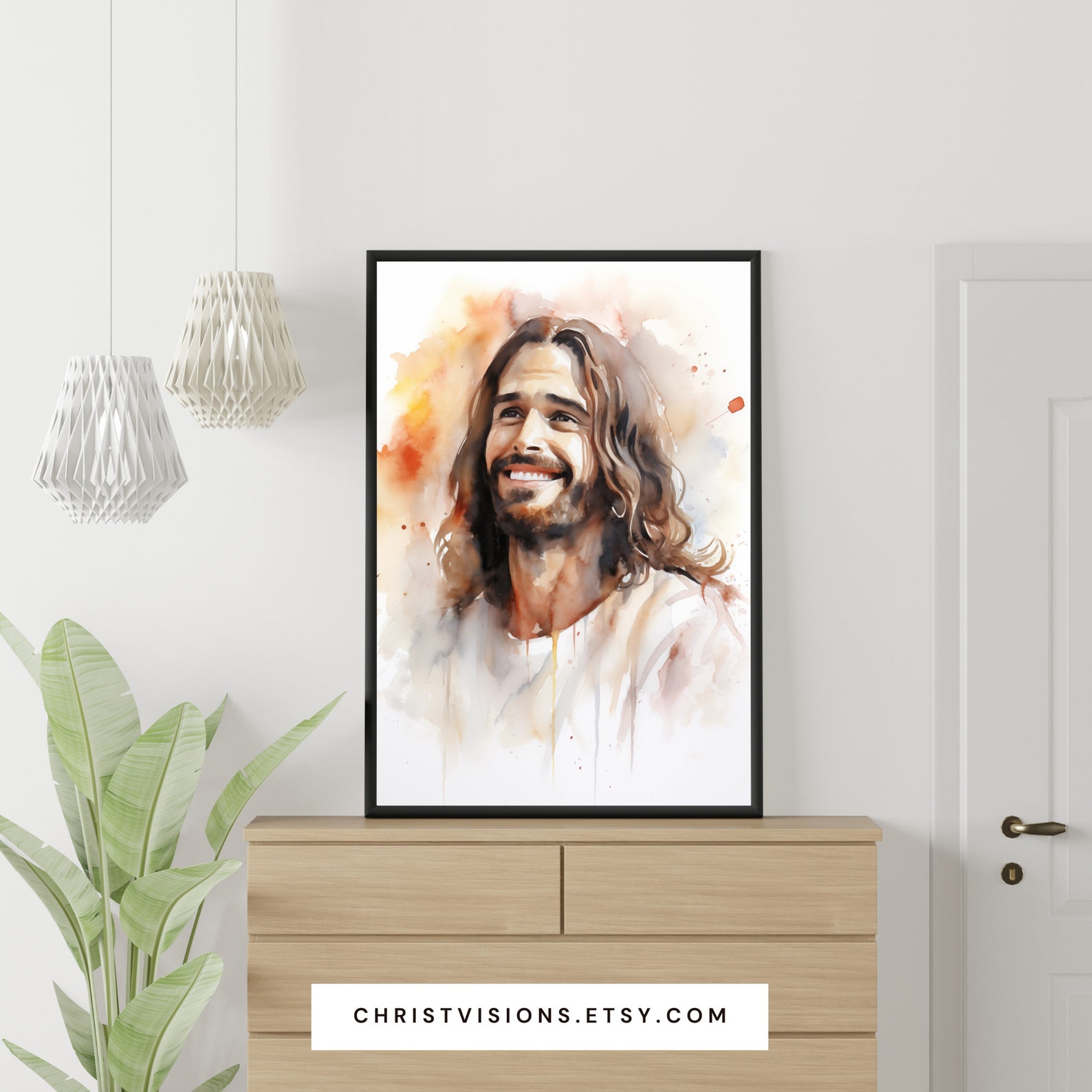 Jesus Christ Smiling Smiling Art Print Jesus Watercolor Painting ...