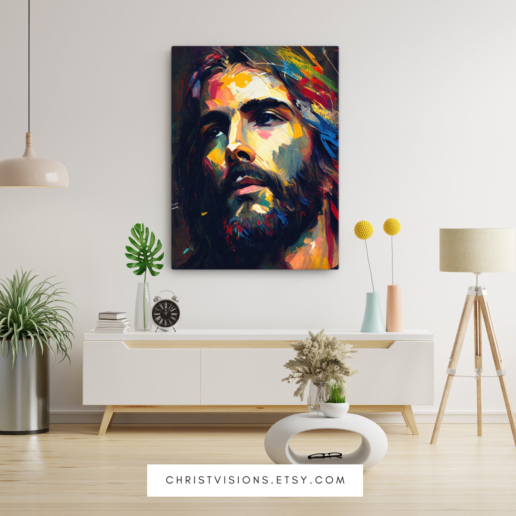 Modern Art Jesus Portrait Christian Canvas Print Jesus Wall Art Jesus ...