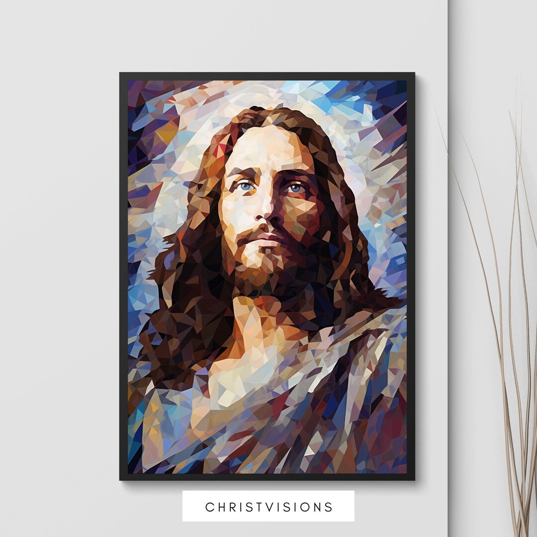 Modern Art Portriat of Jesus Christ in Blue - Contemporary Christian ...