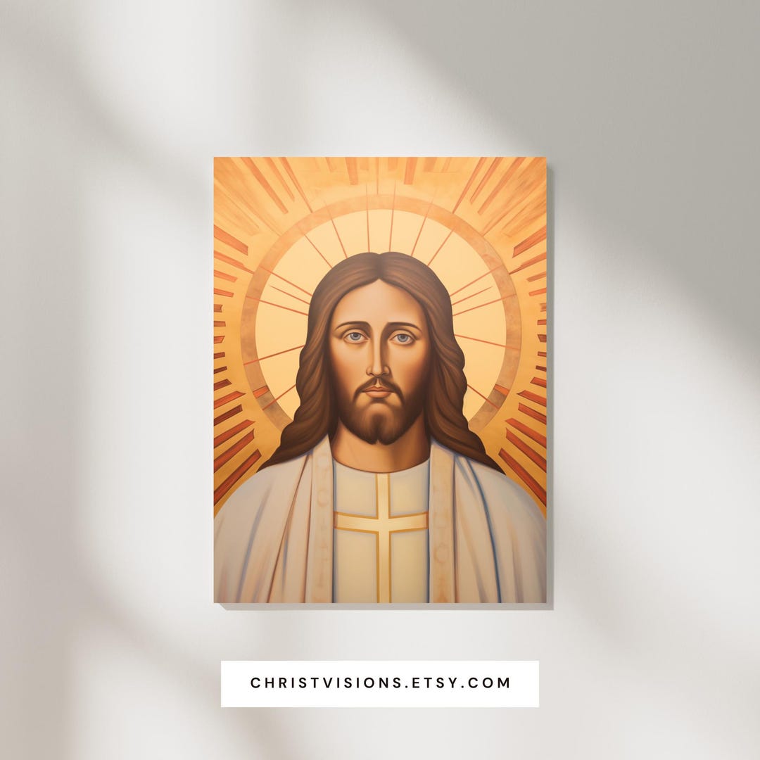 Jesus Christ Icon Printable Christian Artwork: Modern Art Deco Style ...