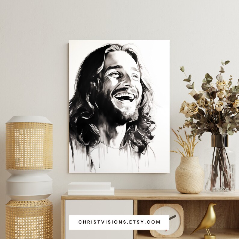 Laughing Jesus Digital Art Printable Christian Art Picture of Jesus ...