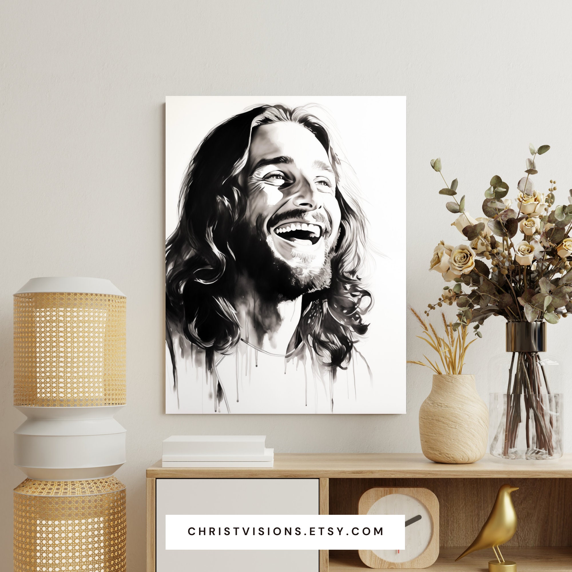 Laughing Jesus Digital Art Printable Christian Art Picture of Jesus ...