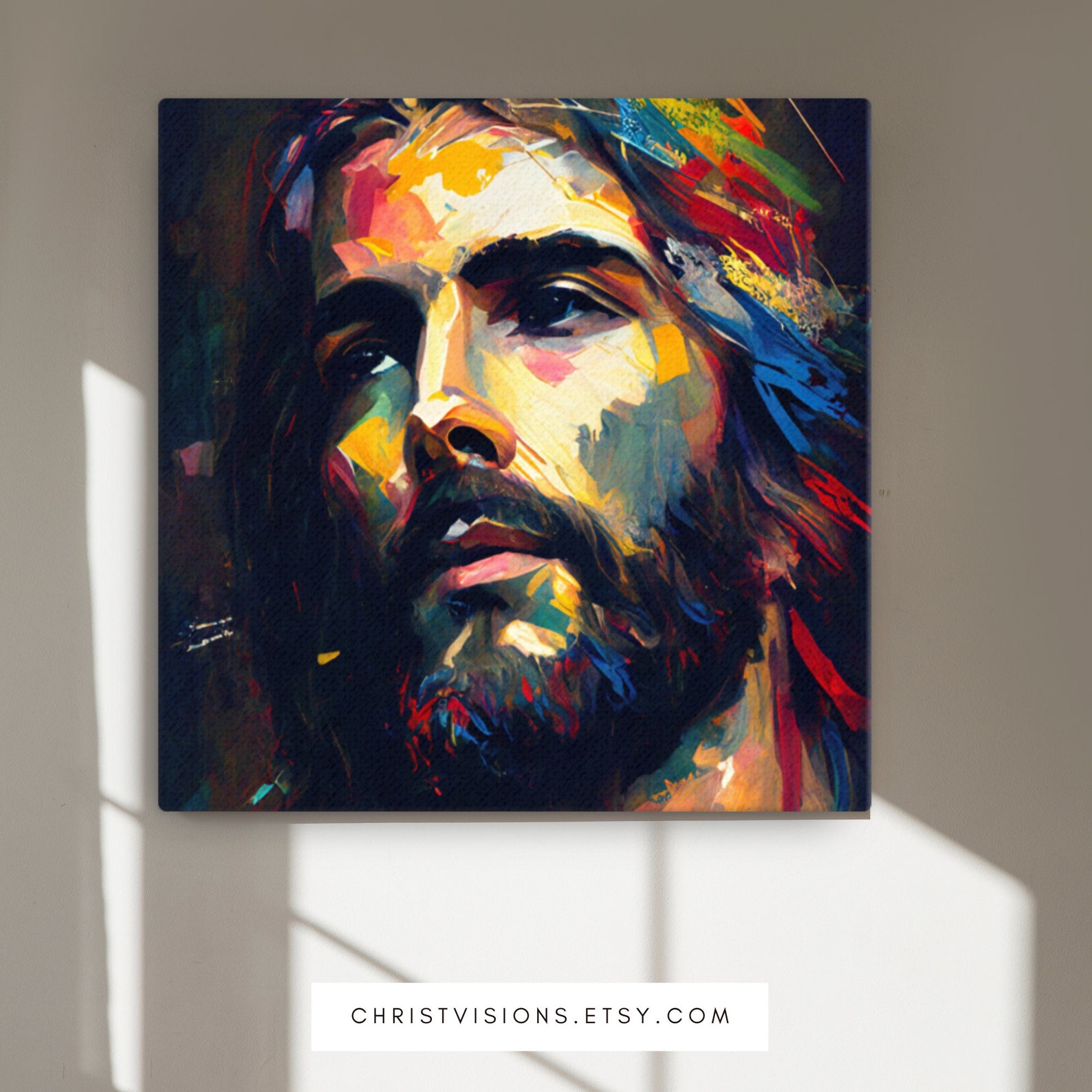 Modern Art Jesus Portrait Christian Canvas Print Jesus Wall Art Jesus Christ Jesus Painting ...
