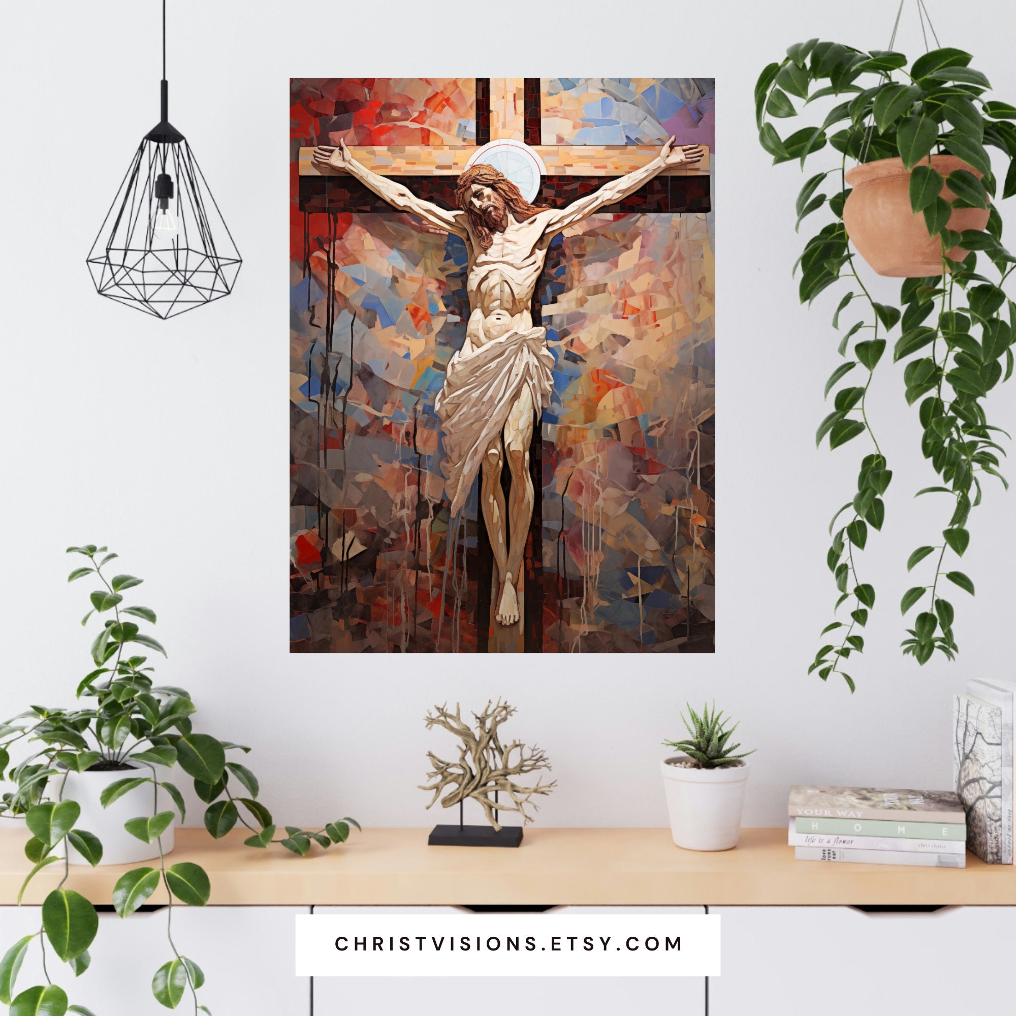 Jesus Christ Crucified Printable Midcentury Modern Digital Christian ...