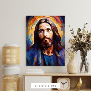 Jesus Christ With Rainbow Halo - Modern Christian Printable Bible Art ...