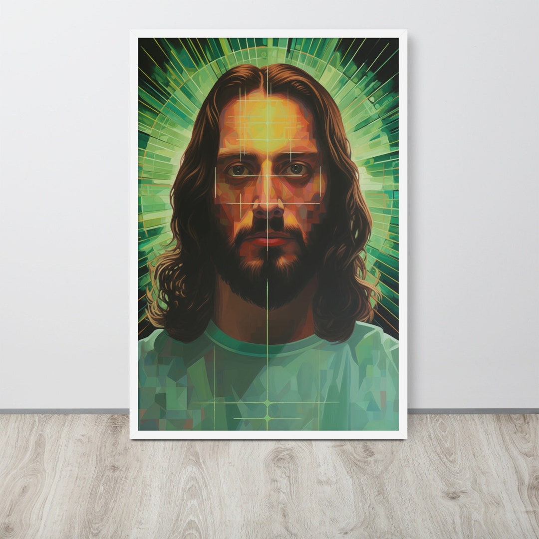Matrix-inspired Jesus Christ Art - Christian Modern Art Print in Green ...