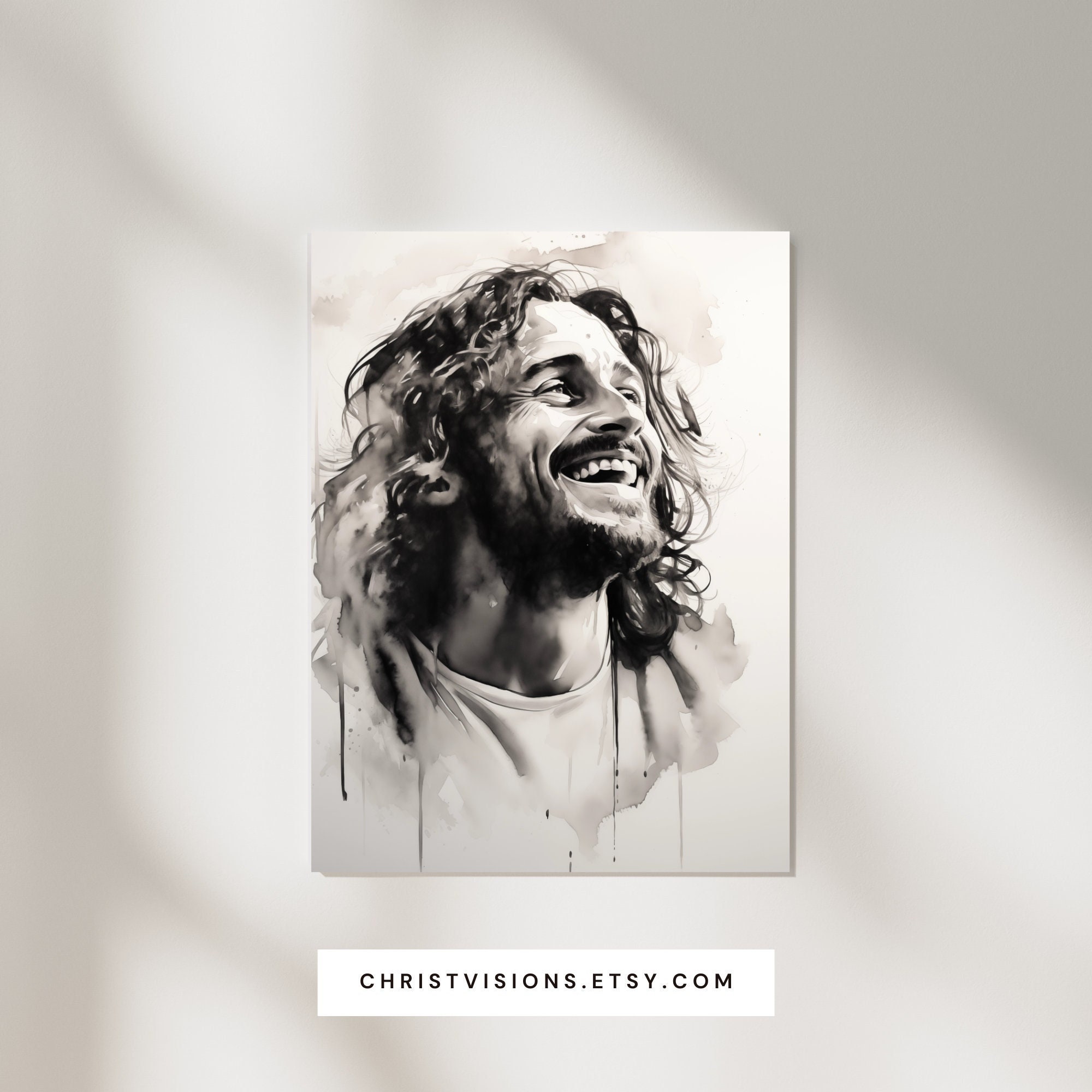 Jesus Laughing - Printable Christian Art | Jesus Drawing | Jesus Png ...