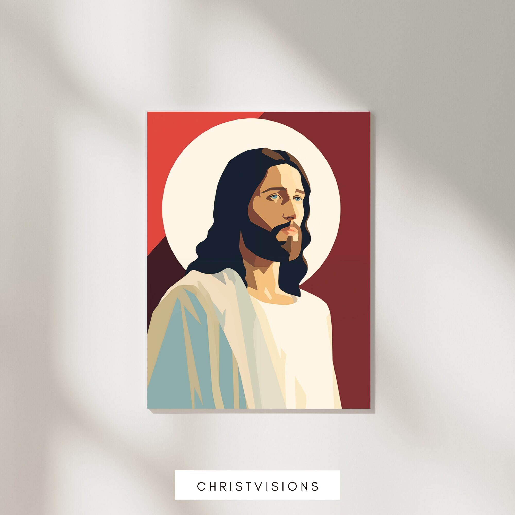 Digital Jesus Painting Minimalist Christian Graphic Art Print Christ ...