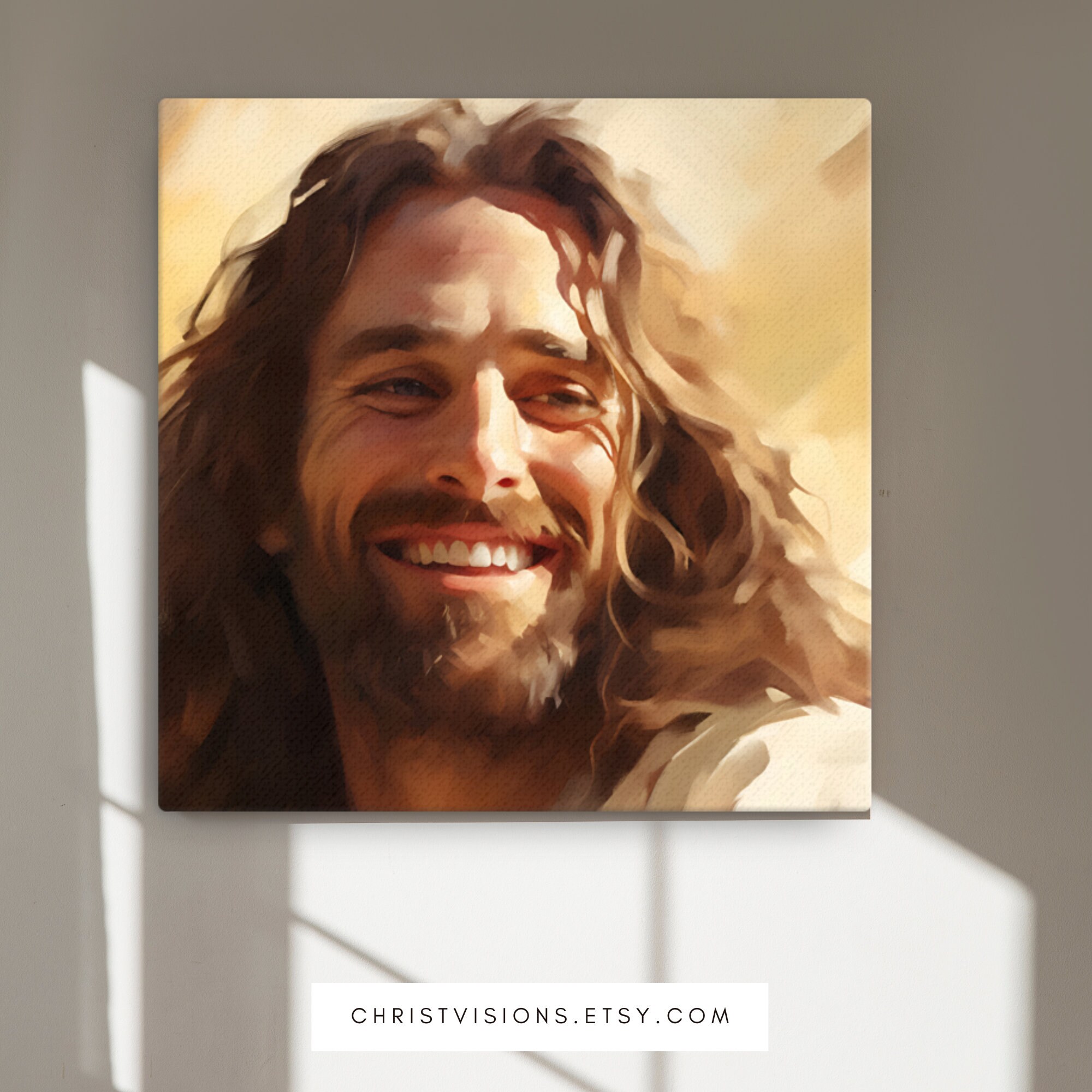 Jesus Smiling Christian Canvas Print Jesus Art Print Christian Gifts ...