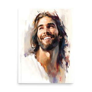 Joyful Jesus Watercolor Printable Wall Art | Smiling Christ Biblical ...
