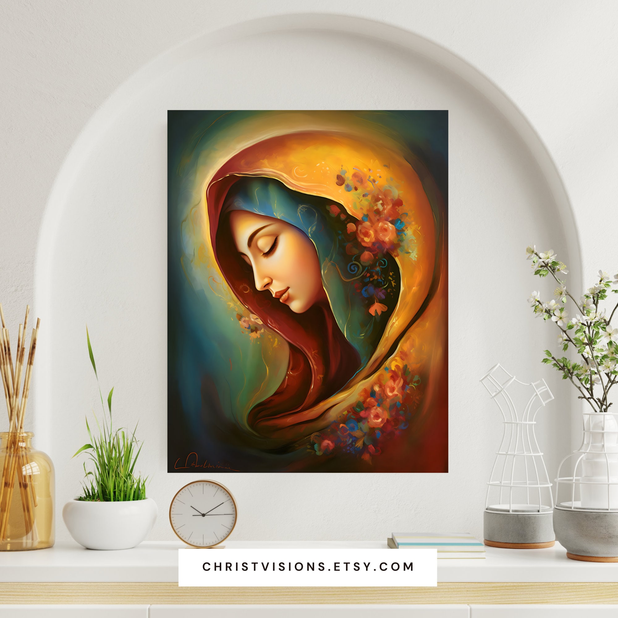 Praying Virgin Mary Printable Christian Art | Virgin Mary Art | Virgin ...