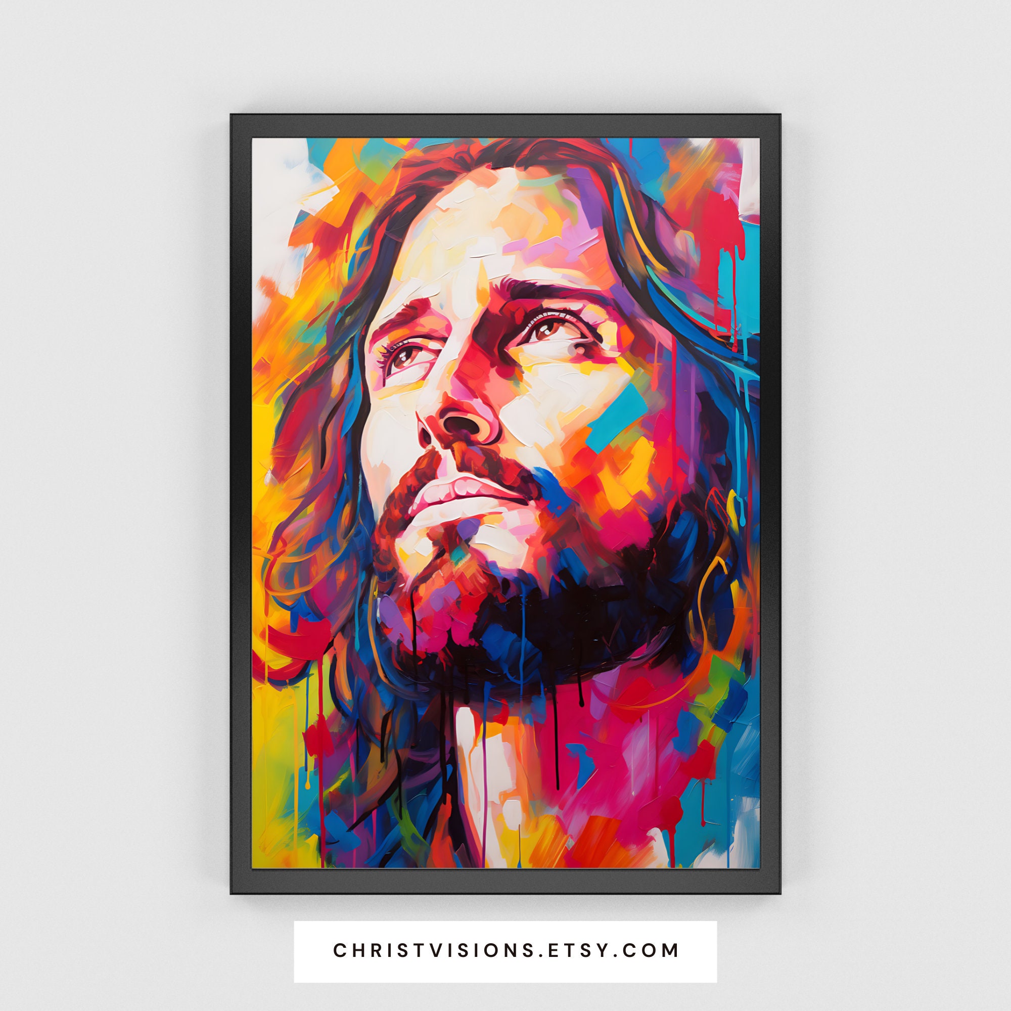Colorful Modern Art Jesus Portrait - Religious Wall Art | Christian ...