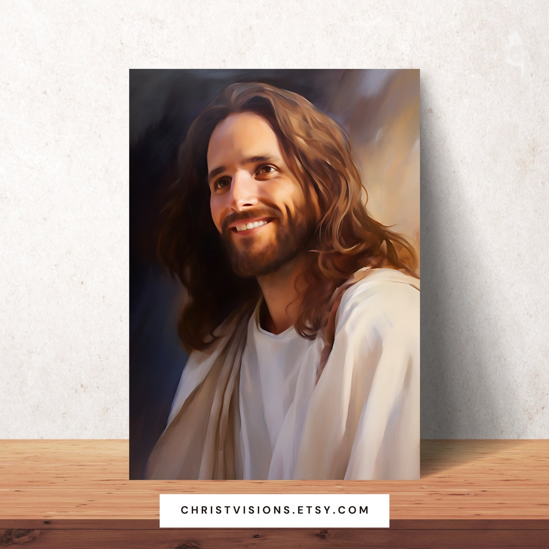Smiling Jesus Digital Art Print | Jesus Print | Printable Jesus Art ...
