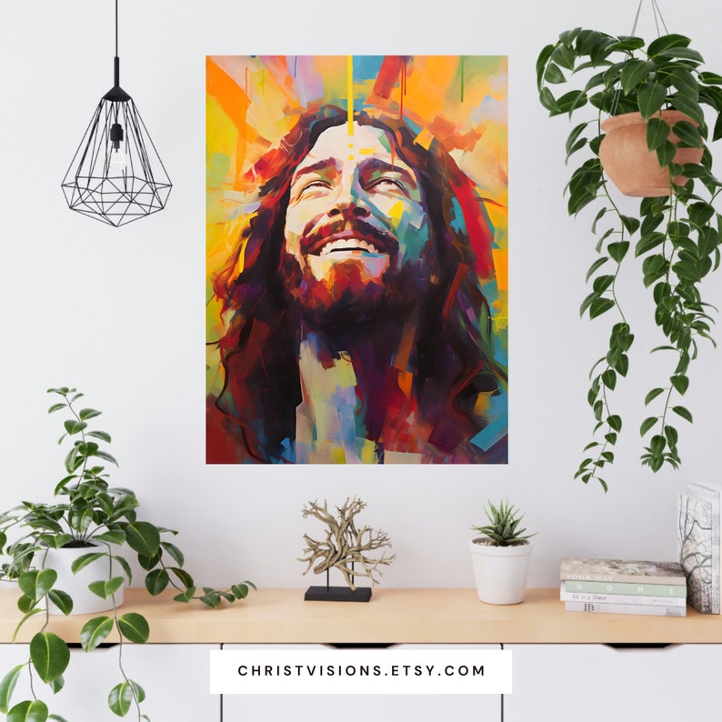 Joyful Christ Printable - Colorful Boho Christian Wall Art With Smiling ...
