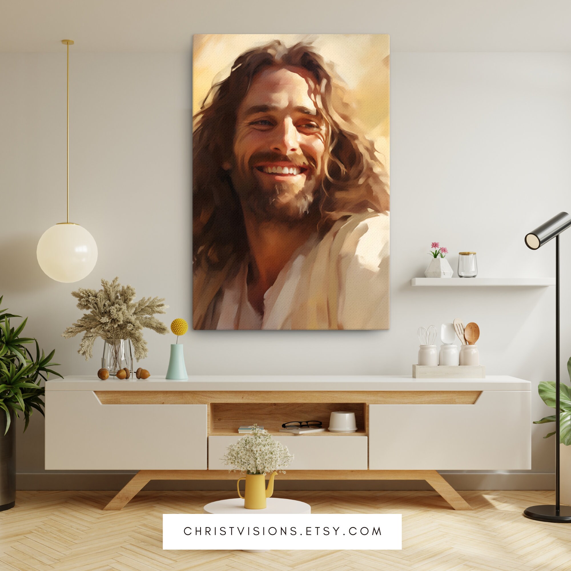 Jesus Smiling Christian Canvas Print Jesus Art Print Christian Gifts ...