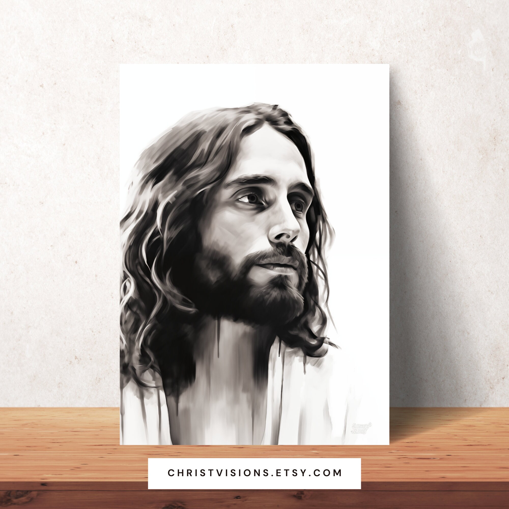 Digital Jesus Drawing Printable Christian Art Jesus Picture Christian ...