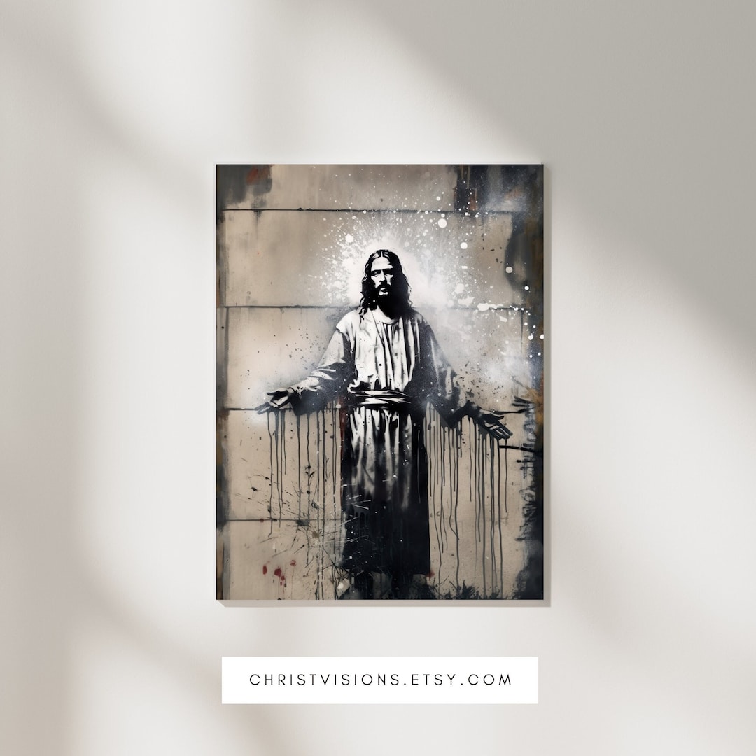 Banksy inspiró a Jesús Pop Art / Jesús Arte Moderno / Arte - Etsy España