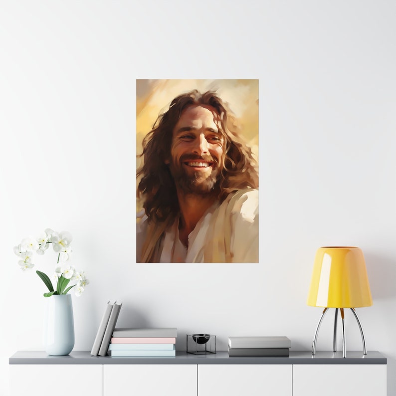 Smiling Jesus Art Print Laughing Jesus Wall Art Jesus Smiling Jesus ...