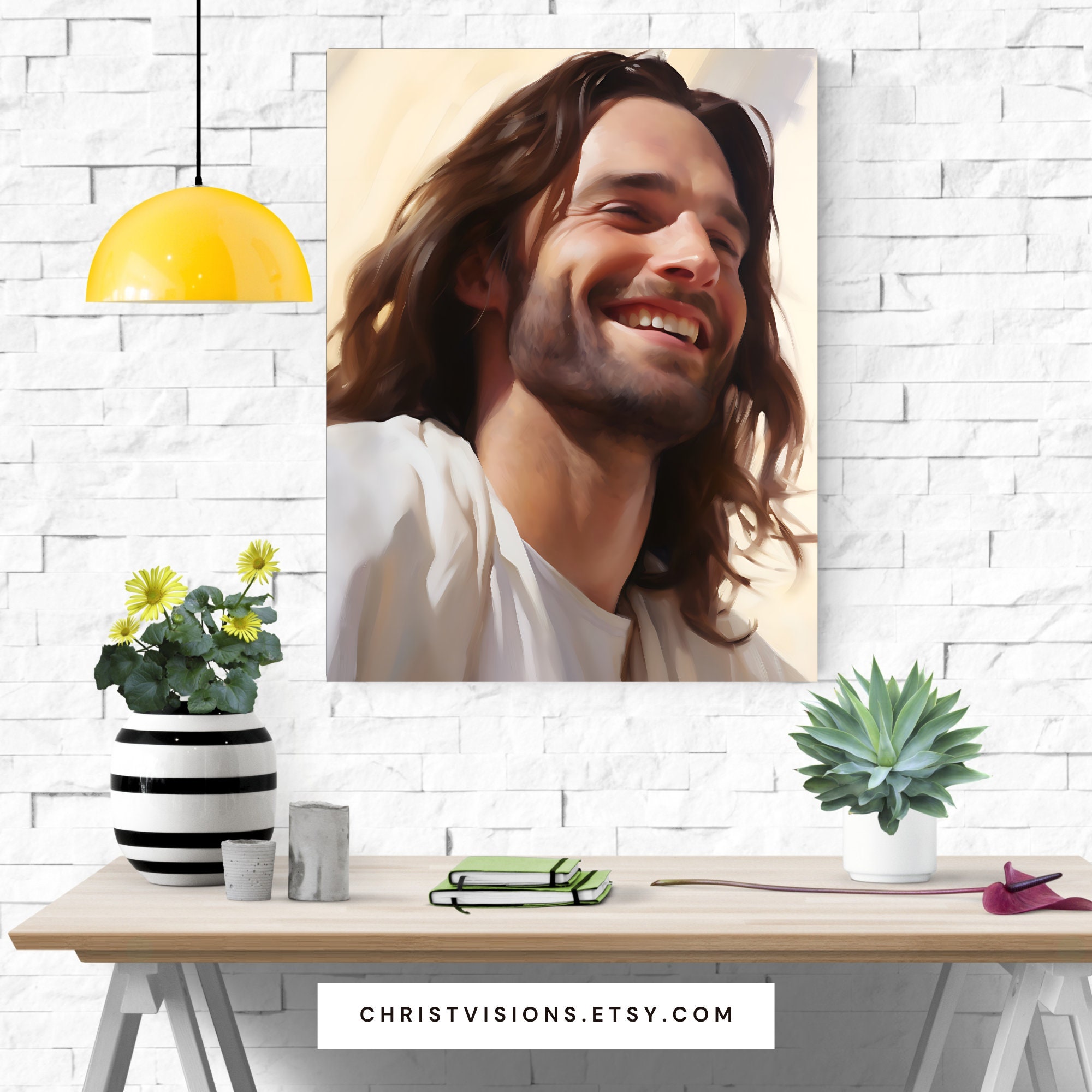 Joyful Jesus Digital Print: Smiling Christ Artwork for Bible-inspired ...