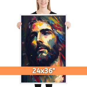 Modern Art Portrait the Savior Jesus in Rainbow Colors - Contemporary ...