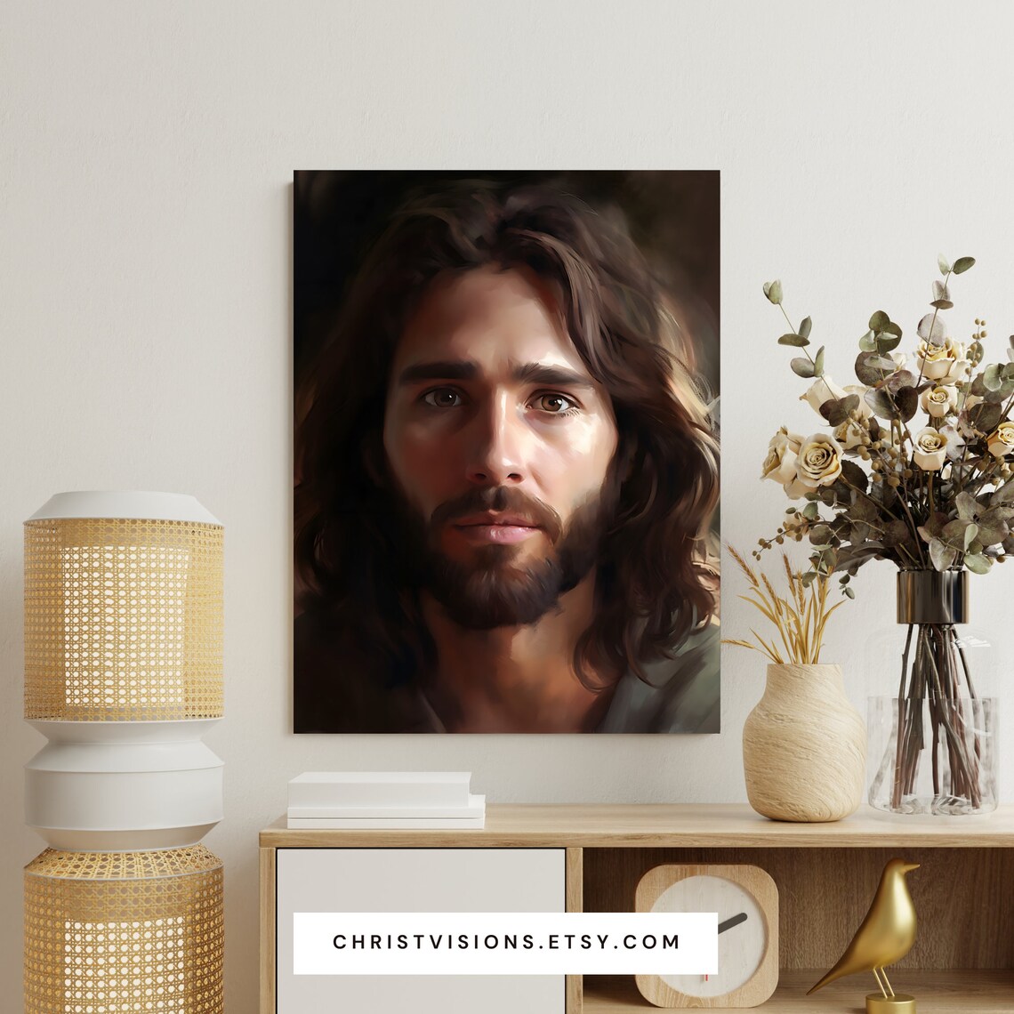 Printable Jesus Portrait - Christ Artwork - Digital Yeshua Wall Decor ...