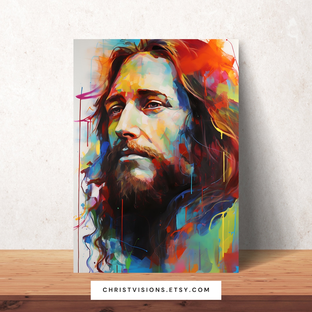 Colorful Christain Printables Jesus Art | Rainbow Jesus Poster | Jesus ...