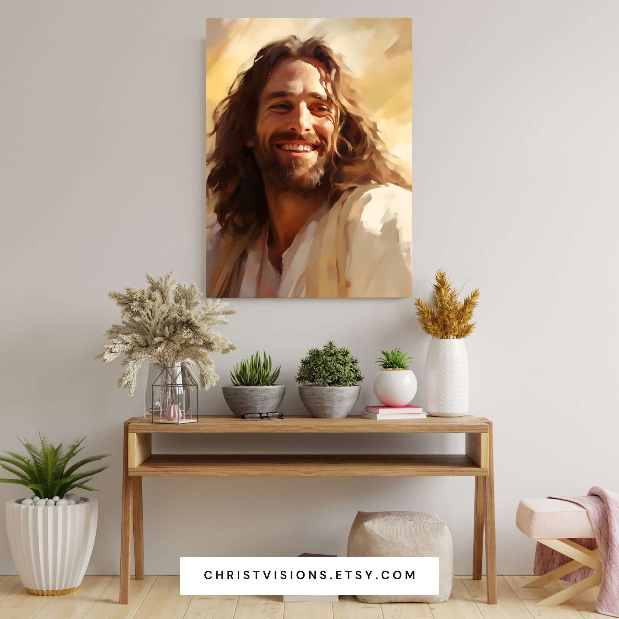 Smiling Jesus Art Print Laughing Jesus Wall Art Jesus Smiling Jesus ...