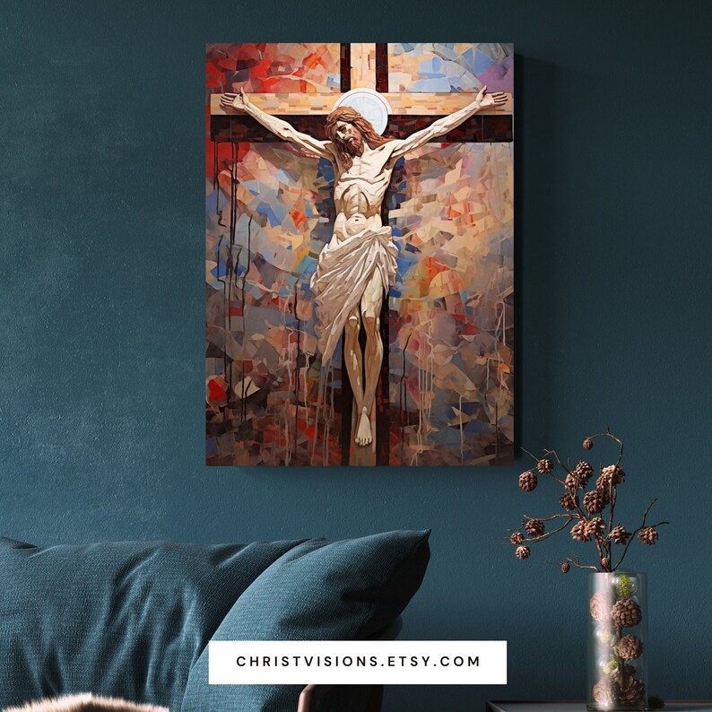 Jesus Christ Crucified Printable Midcentury Modern Digital Christian ...