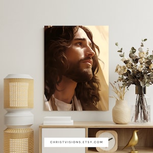 Printable Jesus Profile Art: Digital Christian Wall Decor, Religious ...