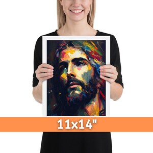 Modern Art Portrait the Savior Jesus in Rainbow Colors - Contemporary ...