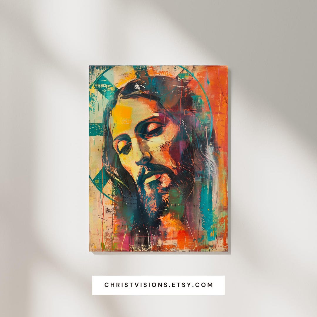 Midcentury Modern Jesus Christ Digital Painting - Printable Religious ...