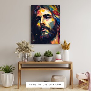 Modern Art Jesus Portrait Christian Canvas Print Jesus Wall Art Jesus Christ Jesus Painting ...
