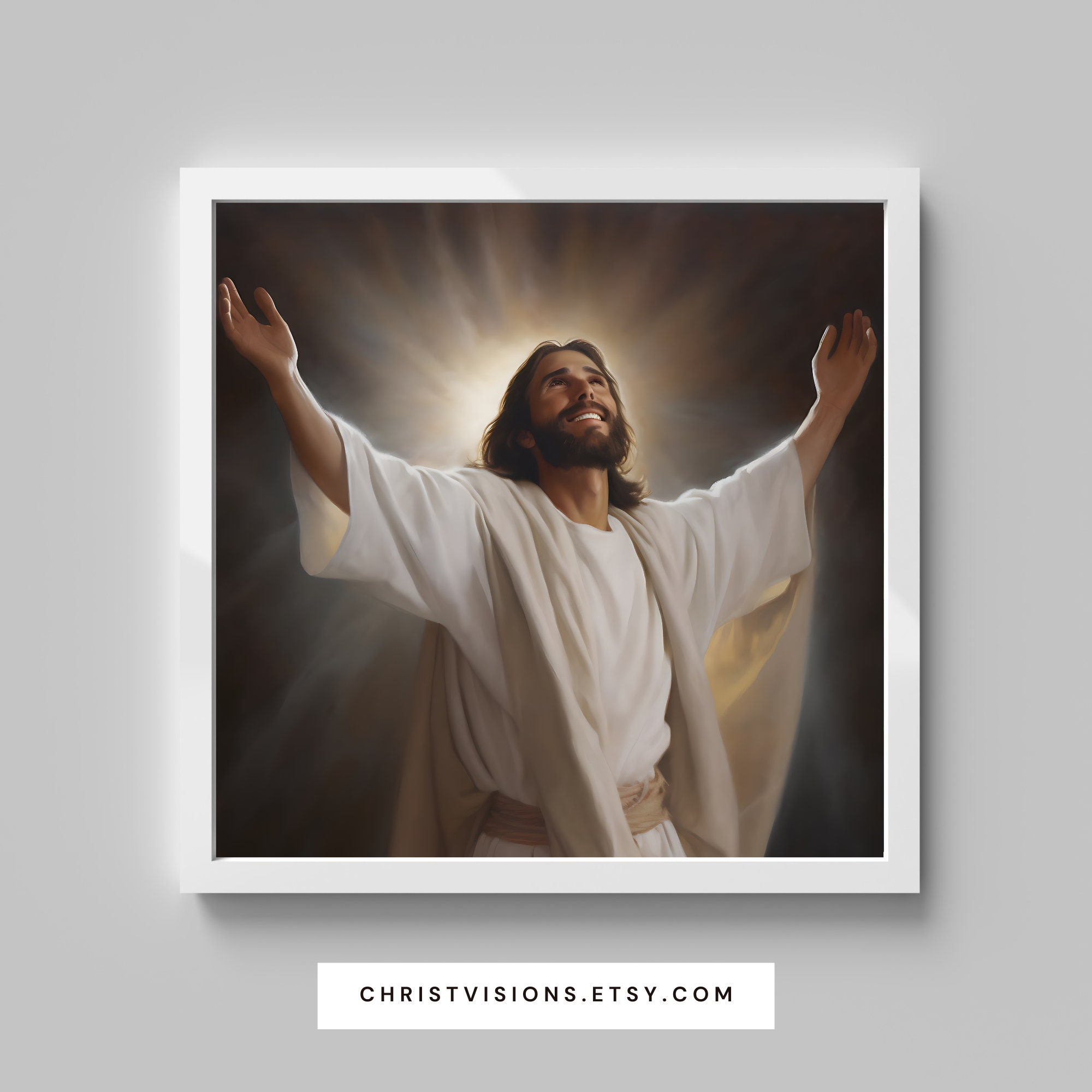 Easter Jesus Printable Art | Smiling Jesus Print | Jesus Easter Art | Jesus Png | Resurrection ...