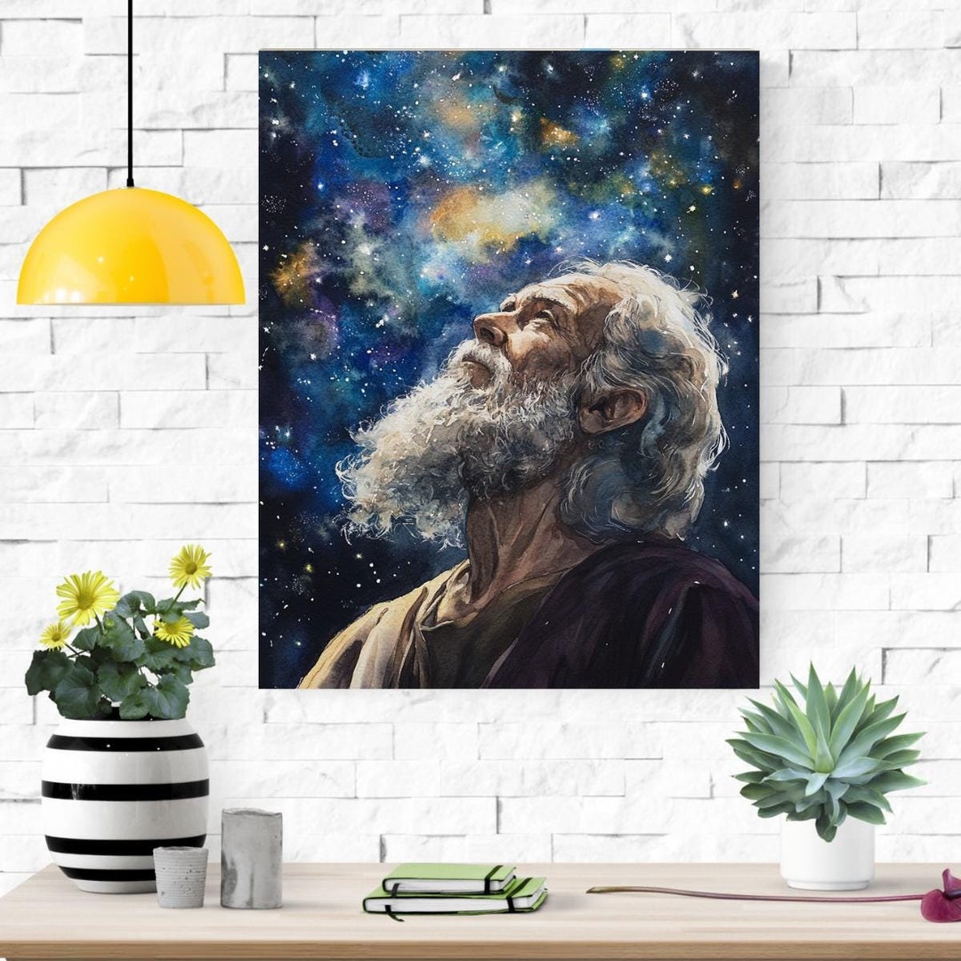 Moses Gazing Into A Night Sky - Religious Art Print for Jewish and ...