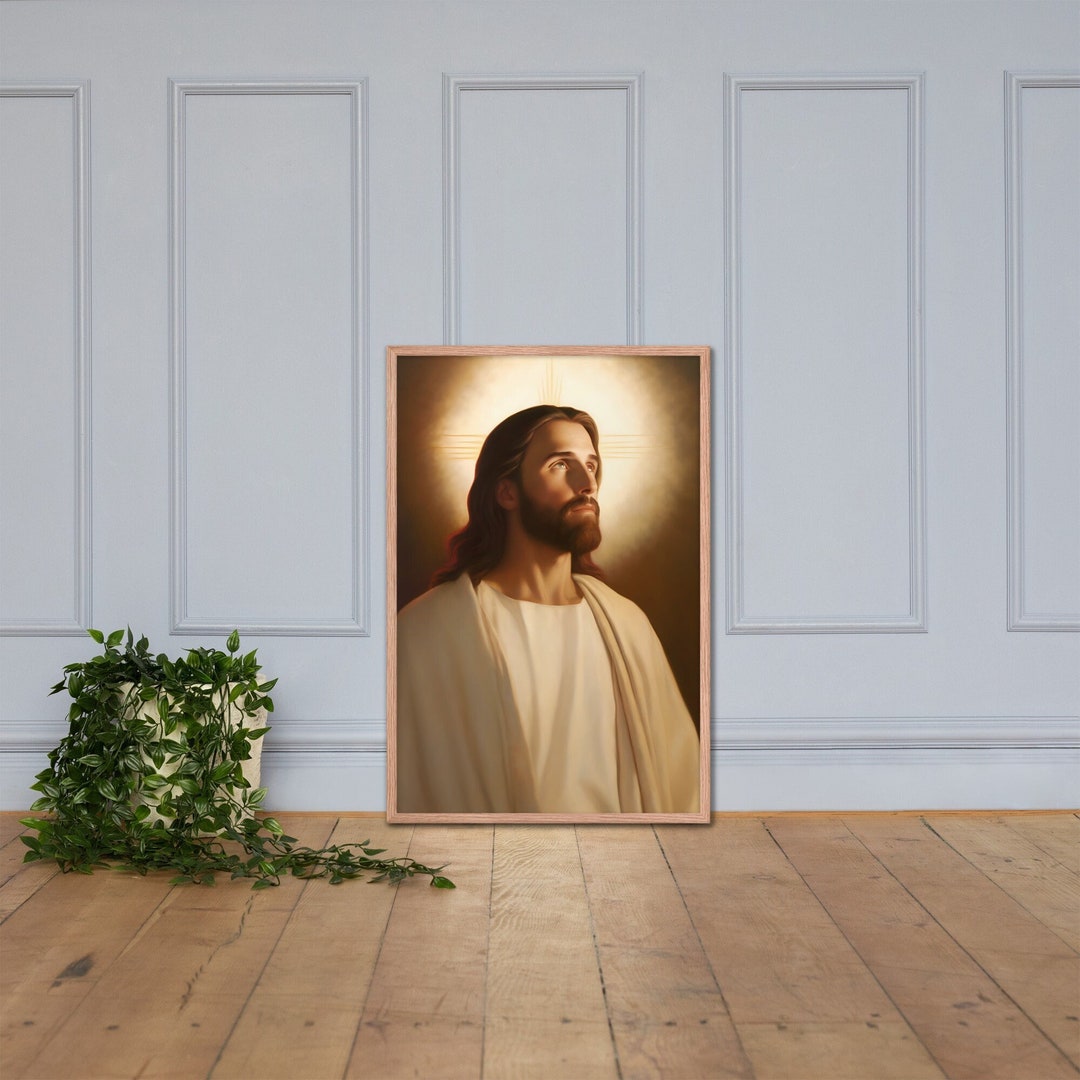 Traditional Catholic Jesus With Halo Framed Christian Wall Art Jesus ...
